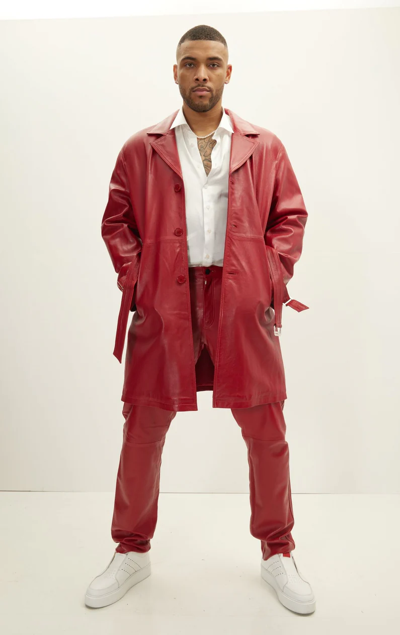 Red Leather Duster - Free Shipping USA