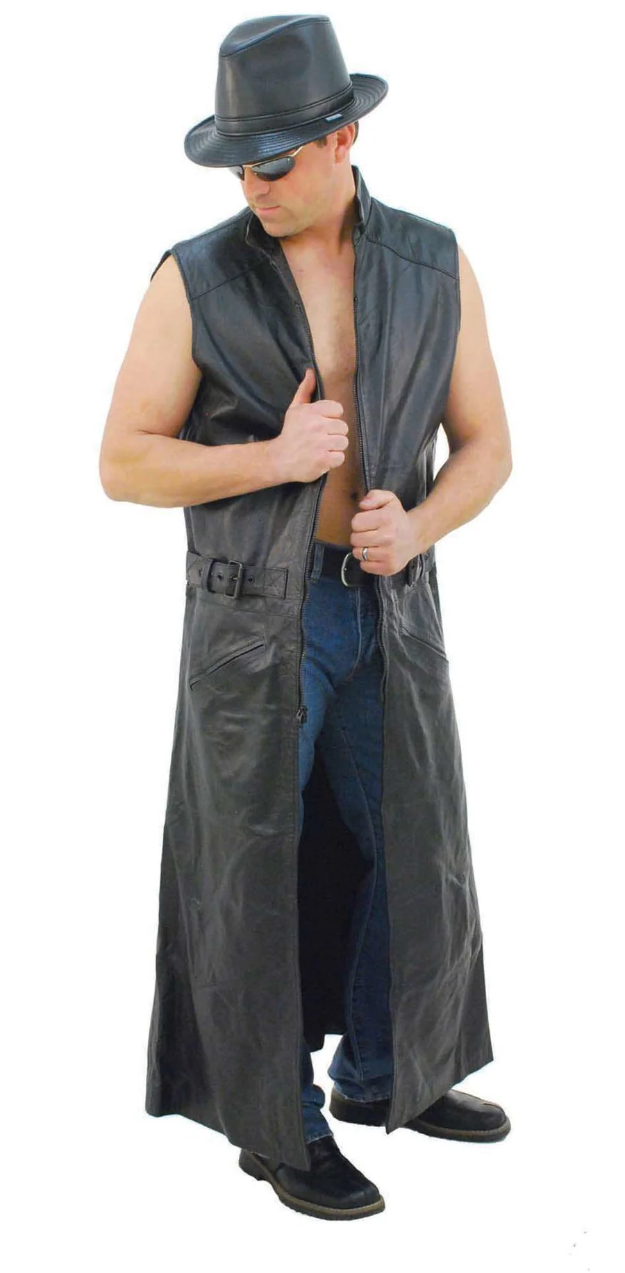 Sleeveless Leather Duster - Free Shipping USA